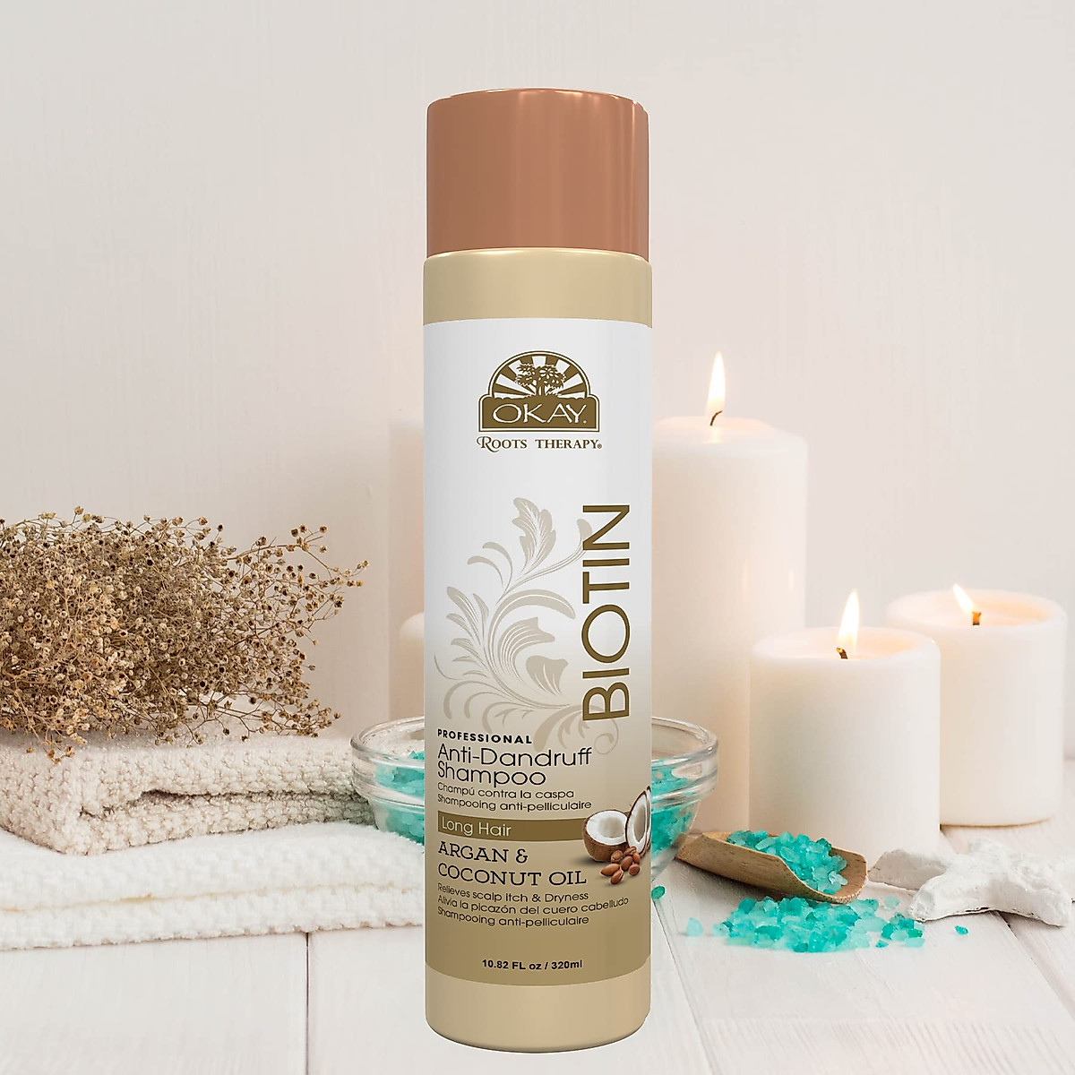 Roots Therapy Biotin, Argan&Coconut Professional Anti-Dandruff Shampoo Controls&Relieves Irritation&Flakes Of Scalp Effective,Fast-Acting Dandruff Relief Sulfate,Silicone,Paraben Free For All Hair Types and Textures Made in USA 10.82oz