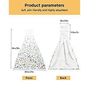 Colorful Texture Kitchen Towels with Hanging Loop 2 Pack, Absorbent Hand Towels for Bathroom, Gradient Watercolor Polka Dot White Hand Kitchen Towel Tea Bar Dish Cloths Tie Towel 18"x14"