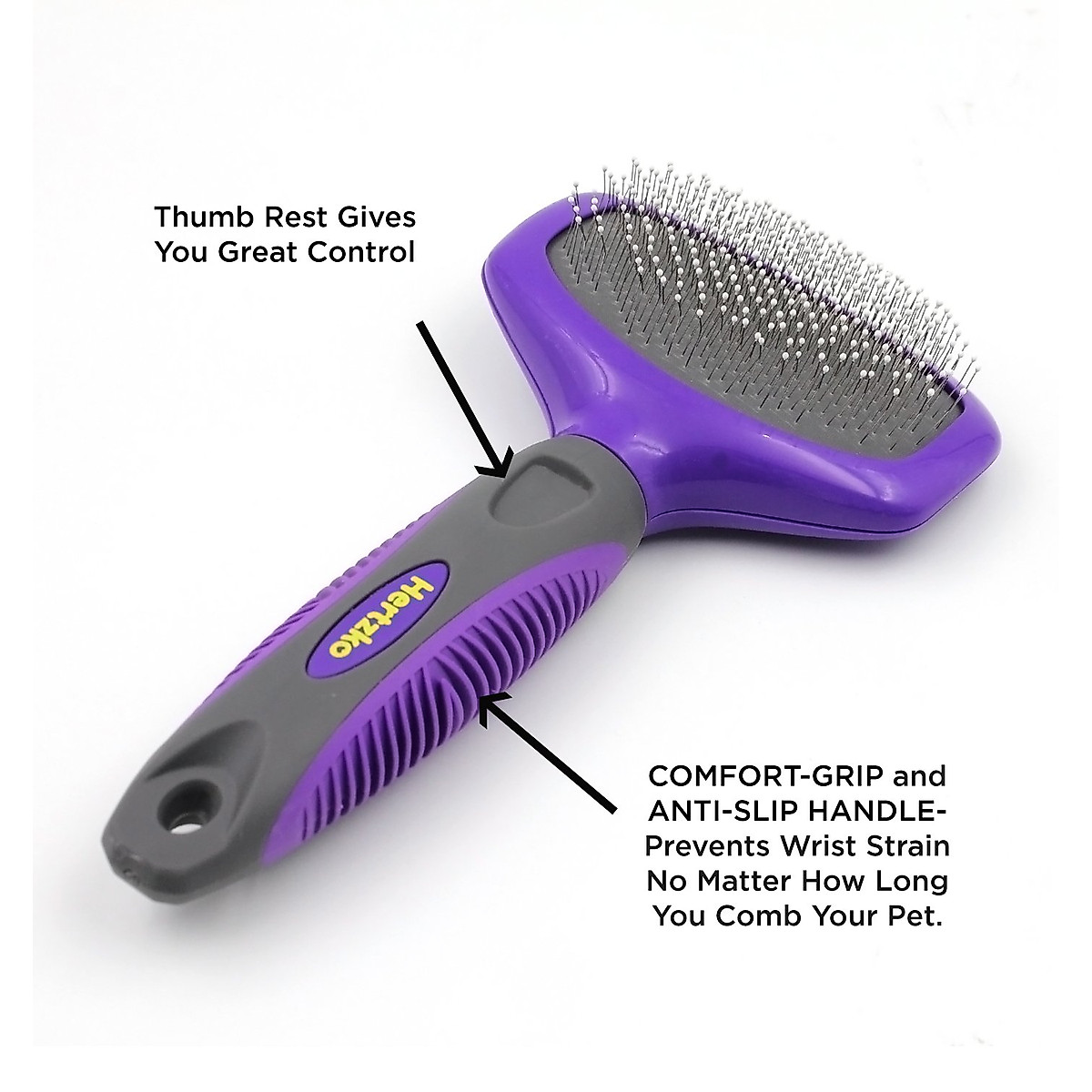 Hertzko Pin Brush for Dogs and Cats with Long or Short Hair – Great for Detangling and Removing Loose Undercoat or Shed Fur – Ideal for Everyday Brushing (Wide Brush)