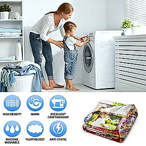 EAQ Custom Blanket with Picture Custom Collage Blanket Make a Customized Throw Blanket for Kids/Adults/Family, Souvenir, Gift