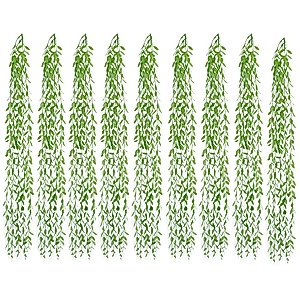 12Pcs Artificial Vines Fake Greenery Garland Hanging Plants With Willow Leaf for Wedding Garden Party Wall Home Indoor Decoration