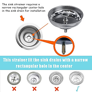 3 Pieces Kitchen Sink Stopper Strainer, 3 in 1 Kitchen Sink Basket Strainer, Universal Anti-Clogging Stainless Steel Sink Disposal Stopper, Perforated Basket Drain Filter Sieve