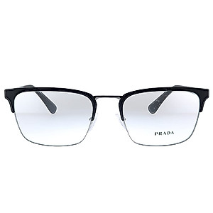 Prada Heritage PR 54TV 1BO1O1 Matte Black Metal Rectangle Eyeglasses 53mm