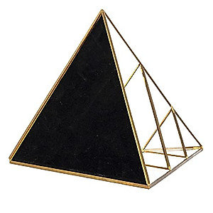 MyGift Glass Pyramid Small Jewelry Organizer Box with Brass Metal Frame, 3 Tier Crystal Display Case