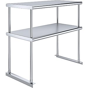 Express KitchQuip NSF Certified 18 Gauge Heavy Duty Stainless Steel Double overshelf with Brackets for Kitchens, Utility Rooms, Storage, Offices & Home