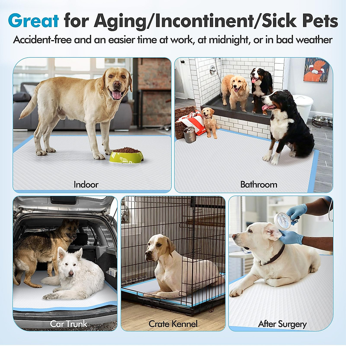 Gimars 4XL 36"x36" Thicken Heavy Absorbency Dog Pad Extra Large- Jumbo Disposable Polymer Quick Dry No Leaking Pee Pads for Dogs, Cats, Rabbits Pets 30 Counts