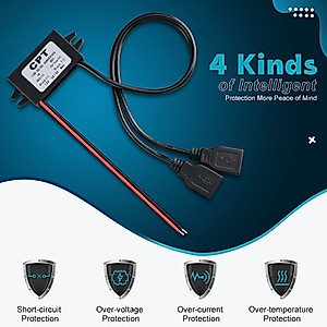 EXTRACTME DC Converter 12V to 5V 3A 15W DC USB Converter Buck Module, DC to DC Regulator Car Power Converter with 2 USB Output Power Adapter