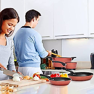 EJOYWAY kitchen pots and pans Basic 6-Piece PFAS-Free nonstick pots and pans set Ceramic Coating Multi-function Cookware Set Induction Bottom,Saucepan, Stock Pot, Frying Pan, Rose Gold