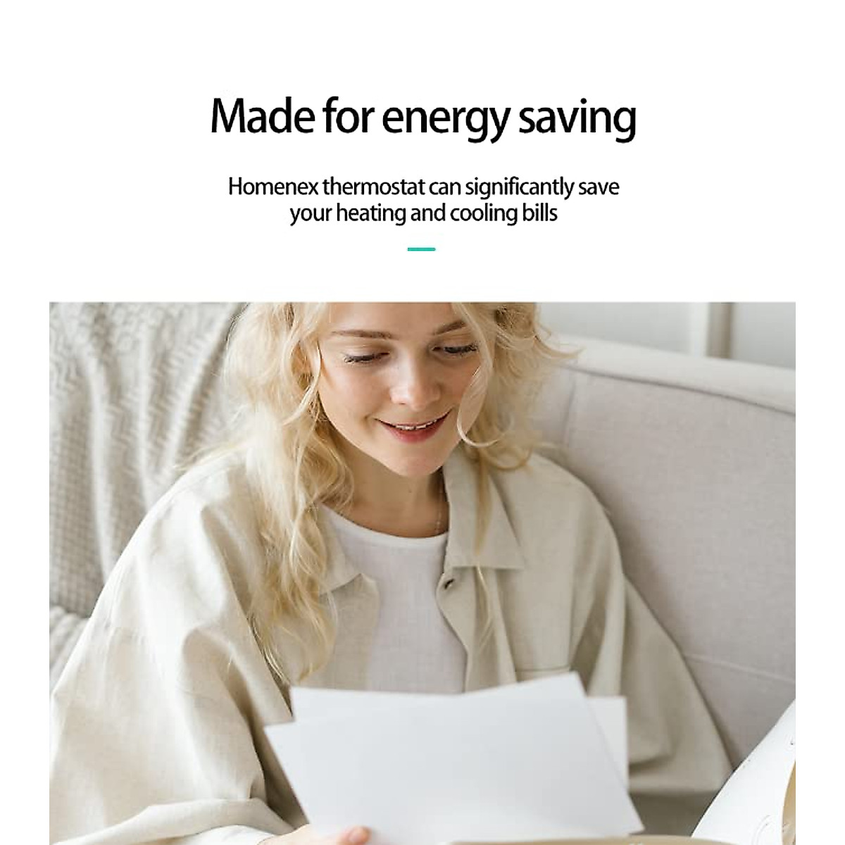 Homenex Wi-Fi Smart Thermostat with 1 Remote Sensor, Touch Display, C-Wire Required, Compatible with Alexa