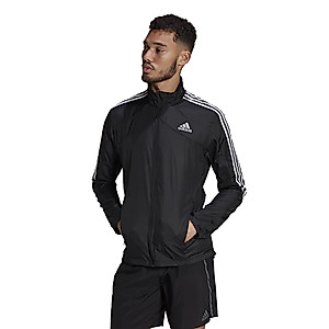 adidas Men's Marathon Jacket 3-Stripes, Black/White, X-Large