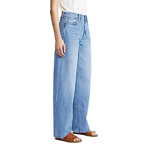 PLNOTME Women's High Waisted Wide Leg Jeans Baggy Boyfriend Straight Casual Denim Pants Light Blue