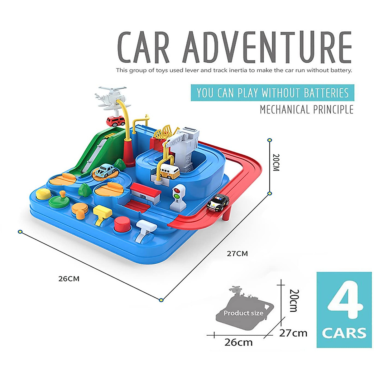 YOERWOD Toys for 3 Year Old Boys，Car Race Track for Kids with 4 Vehicles, Space Exploration Adventure Theme Preschool Educational Ideal Gift for Boys and Girls Aged 3 4 5 6 7 (Blue)