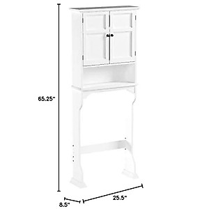 Zenna Home Collette Over the Toilet Bathroom Spacesaver, Bath-Storage Shelves, White