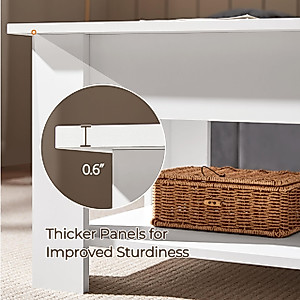 Yaheetech Lift Top Coffee Table w/Hidden Storage Compartment and Storage Shelf - Lift Tabletop for Living Room Reception Room, White