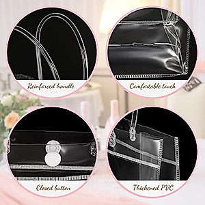 100 Pcs Clear Bags with Bow Ribbon Wedding Gift Bags for Gifts Clear Gift Bags with Handles 7.8 x 7.8 x 3.1" Clear Plastic Bags with Handles for Favors Transparent Shopping Bags, Retail Bags