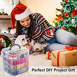 INSCRAFT 403 Pack Embroidery Floss Set, 250 Colors Cross Stitch Friendship Bracelet Thread with 153 Pcs Cross Stitch Tool, 4-Tier Transparent Box for Storage