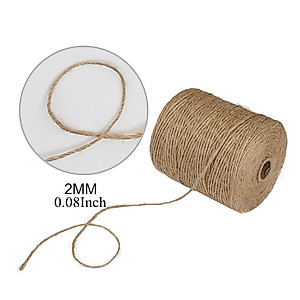 Tenn Well Natural Jute Twine, 3Ply 984Feet Arts and Crafts Jute Rope Industrial Packing Materials Packing String for Gifts, DIY Crafts, Decoration, Bundling, Gardening and Recycling