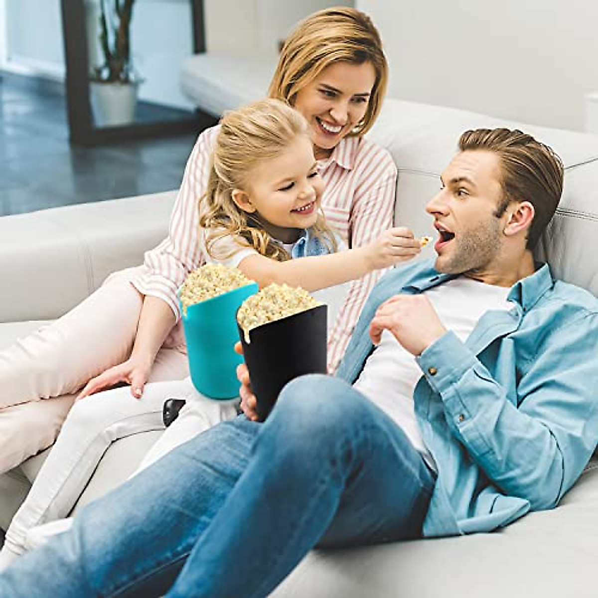 Silicone Microwave Popcorn Popper Maker Reusable Popcorn Buckets Single Serve Portion Popcorn Bowls Set For Family Dishwasher Safe 2 piece