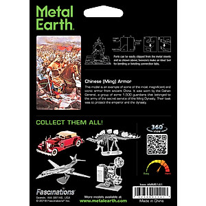 Fascinations Metal Earth Chinese Ming Armor 3D Metal Model Kit Bundle with Tweezers