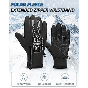 ROCKBROS Winter Cycling Gloves for Men Women Water Resistant Touch Screen Gloves Shock-Absorbing Full Finger Biking Glove Anti-Slip Motorcycle Mountain Bike Gloves, for Fishing, Driving, Golfing