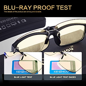 K KENZHOU Blue Light Filter Clip-on Computer Reading Glasses UV Blue light Anti Eye Strain Unisex Anti Blue 2 Pack (frame square & lens yellow)