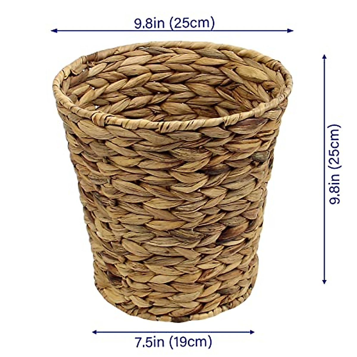 Casaphoria Round Water Hyacinth Garbage Baskets for Storage Natural Woven Hyacinth Laundry Rubbish Basket Durable Circular Waste Baskets Home Beautiful Decoration Storageworks Recycling Bin
