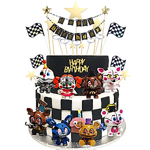 Monsles 26Pcs 5 Nights Cake Topper Set Five Nights Fredys Party Supplies Freddy Chica Bonnie Birthday Decorations Party Favors Halloween Decor