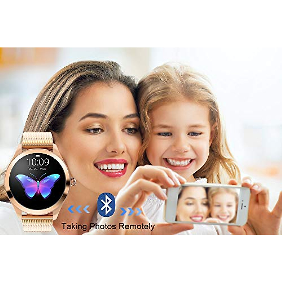 Smart Watch for Women,Elegant&High-end Sylish Stainless Steel IP68 Waterproof Smartwatch Fitness Tracker with Heart Rate Sleep Monitoring Calories Activity Tracker,Gift for Lady Girls (Elegant Gold)