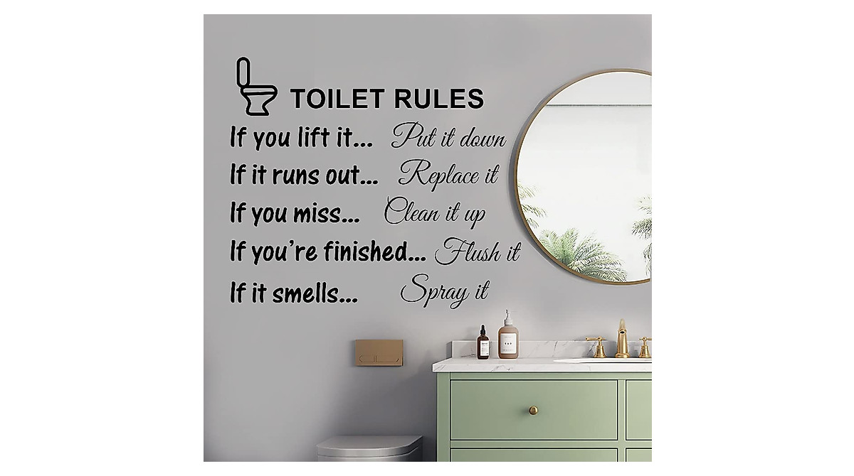 Toilet Rules Wall Decals for Bathroom - Easy Vinyl Stickers