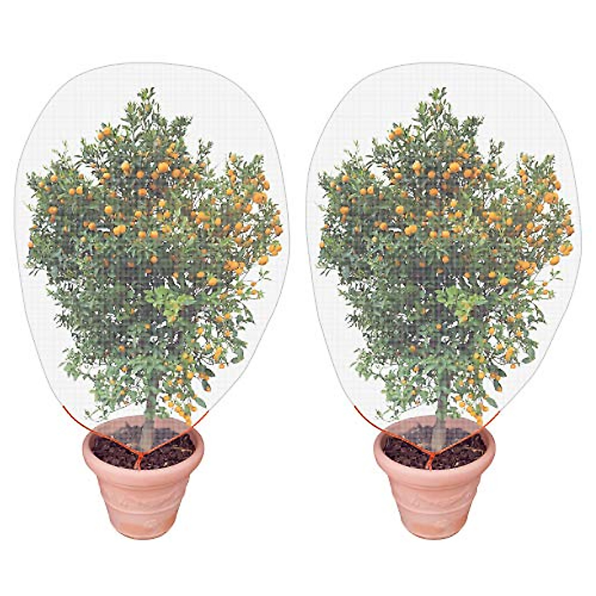 Unves Large 2 Pcs Garden Plant Netting Bird Barrier Mesh Fruit Tree Netting with Drawstring, 3 x 4.5ft Plant Cover Netting Bags Protect Plant Fruits Vegetables Flower from Bird Eating