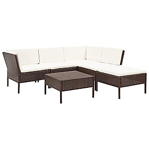 DYRJDJWIDHW Patio Set,Backyard Furniture,deep Seating Outdoor Furniture,6 Piece Patio Lounge Set with Cushions Poly Rattan Brownoutdoor Furniture Ottoman,Patio Chairs with Ottomans,
