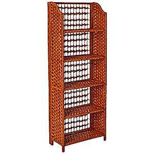 Oriental Furniture 53" Natural Fiber Shelving Unit - Honey