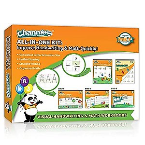 Channie’s All-In-One Visual Handwriting & Math Workbook Set for Pre-Kindergarten - 1st Grade Elementary School Students (5 Pack)