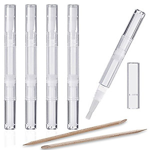 KINGMAS 5 pcs 3ml Cuticle & Nail Oil Pen Lip Gloss Container Applicators Growth Liquid Tube, Transparent Empty Twist Pens