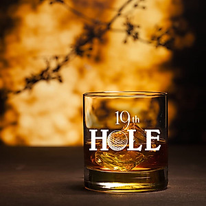 Perfectinsoy 19th Hole Whiskey Glass Gift Box, Golf Whiskey Glass, Golfer Gift for Dad, Mom, Husband, Wife, Friend, Colleague, Funny Christmas Birthday Gifts