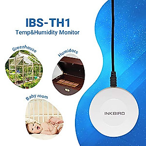 Inkbird Smart Sensor Data Logger Wireless Temp RH Monitor Device Android iPhone Temperature Humidity Recorder Thermometer Hygrometer IBS-TH1 Cigar Humidor Basement Guitar Greenhouse