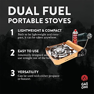 Gas ONE GS-4000P - Camp Stove - Premium Propane or Butane Stove with Convenient Carrying Case - Patent Pending - Great for Camp Stove and Portable Butane Stove for All Cooking Application