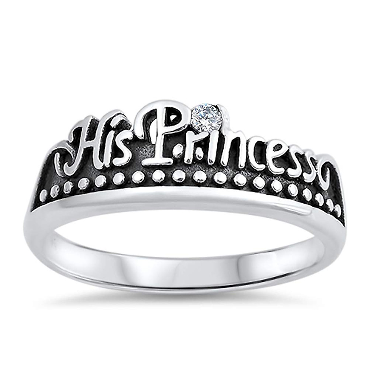 White CZ His Princess Christian Purity Ring .925 Sterling Silver Band Size 8