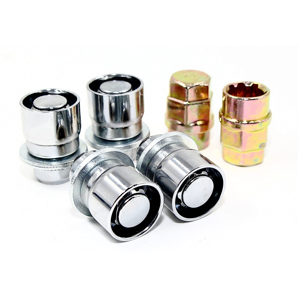 Set of 4 12x1.5 Veritek OE 1.47 Inch Mag Factory Style Replacement Chrome Lug Nut Wheel Locks with 2 Zinc Keys for Factory Wheels VPE-45700N2CH