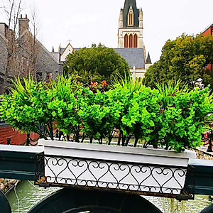 12 pcs Artificial Flowers UV Resistant Outdoor Fake Plants and Greenery Springs Artificial Boxwood for Bridal Party Wedding Bouquet for Greenery Shrubs Plants Home Garden (Green)