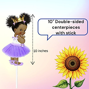 Little Lavender Princess Table Decoration Centerpieces, Set of 3 African American Princess Royal Birthday Cake Centerpieces