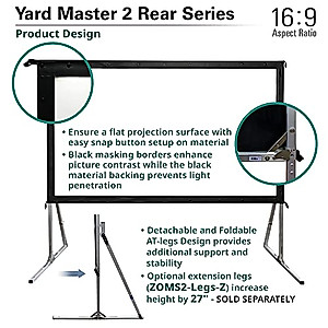 Elite Screens Yard Master 2, 100-inch Indoor Outdoor Portable Fast Folding Projector Screen w/ Stand 16:9, 8K 4K Ultra HD 3D Movie Theater Rear Projection , OMS100HR3 -US Based Company 2-YEAR WARRANTY