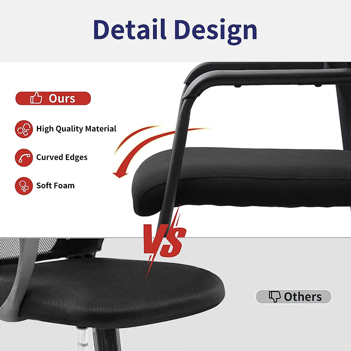 KLASIKA Desk Chair No Wheels with Adjustable Mesh Backrest, Arm Chair with Ergonomic Lumbar Support and Thickened Seats Cushion, Waiting Room Chairs for Office School Church Guest Reception