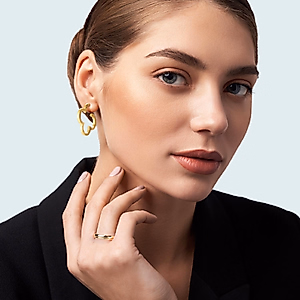 Clover Leaf Earrings, ETREM 14K Gold Plated Lucky Clover Earrrings for women & Girls (Made in Korea) Quality Cuff Earrings Huggie Stud Hoop Earrings for Women Nickel free