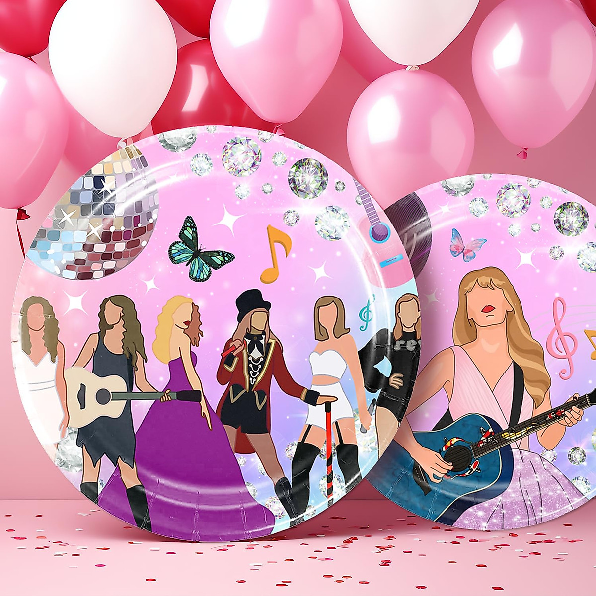 81pcs Birthday Party Decorations Plates, Birthday Party Supplies Include 40pcs Plates 40pcs Napkins 1pc Tablecloth Music Party Plates for Music Party Decorations Serves 20 Guests