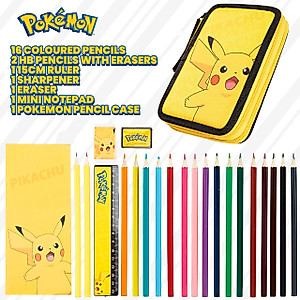Pokemon Pencil Case for Boys, Pikachu Filled Pencil Case Stationery Set