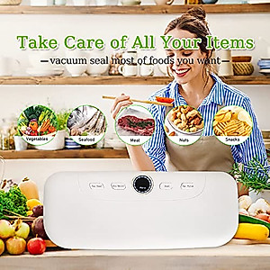 Sifxouped Vacuum Sealer Machine,20 Pcs Vacuum Sealer Bag,Led Display Vacuum Sealers,Household Small Vacuum Sealing Machine,Suitable for Dry, Moist,Oily and Soft Food Storage (White)
