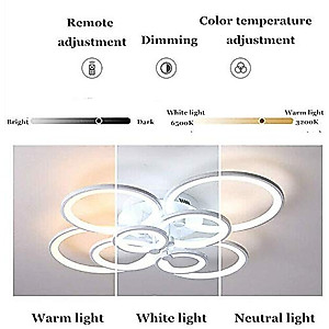 LED Dimmable Ceiling Light Modern Ring Circle Flush Mount Ceiling Lamp Acrylic Lampshade Chandelier Bedroom Kitchen Living Room Interior Decorative Lighting Fixture,8 rings/41.73×30.7×7.5in/120w