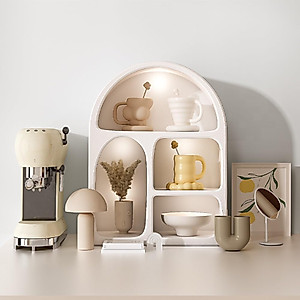 SUNHIPPIE Arched Wall Shelf, Floating Cabinet for Wall, Open Coffee Display Shelving, Countertop Storage Cabinet, Desk Shelf Organizer, Wooden Bathroom Wall Shelf Storage Rack(Large)