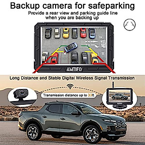 AMTIFO Wireless Backup Camera HD 1080P Car Truck Bluetooth Rear View 4.3 Inch Monitor System License Plate Back Cam Super Night Vision Digital Stable Signal A18